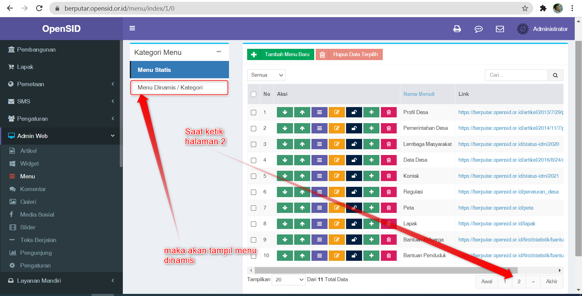 Paginasi Halaman Menu Statis [BUG] · Issue #4309 · OpenSID/OpenSID · GitHub