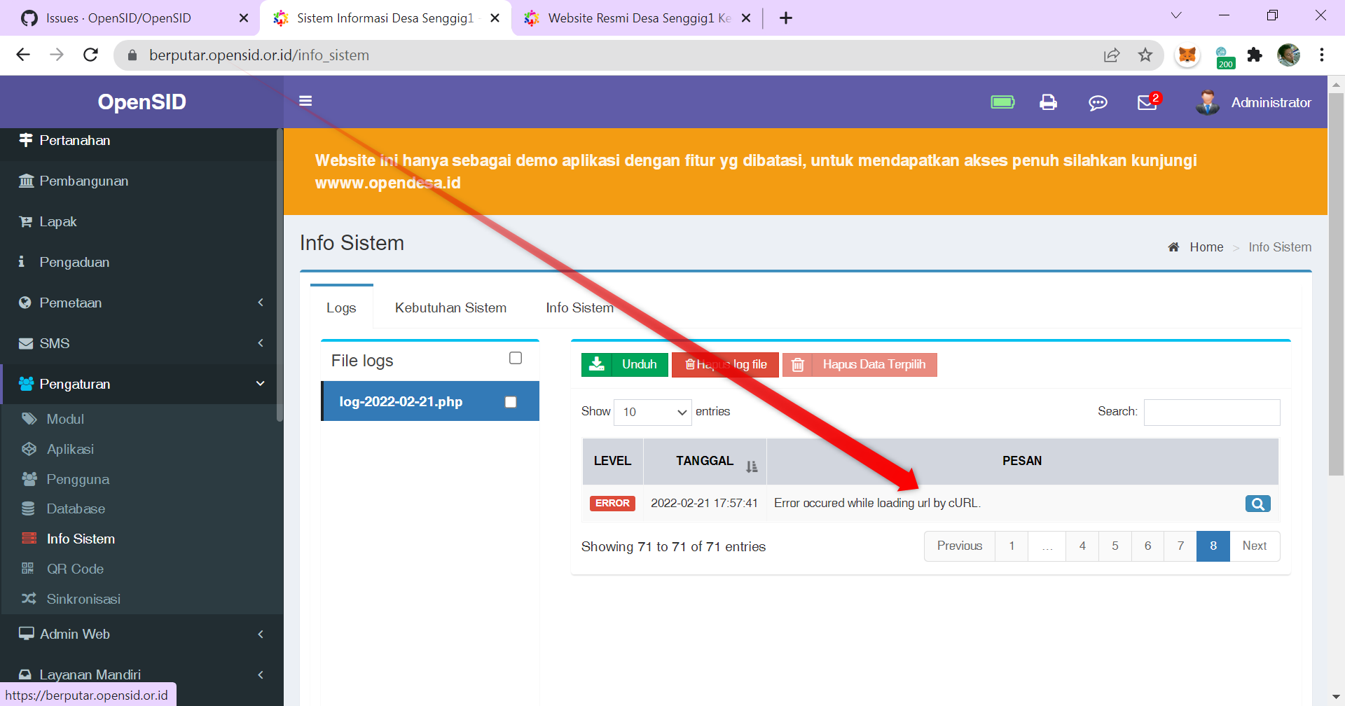 Bug/error: Error Info Covid · Issue #4930 · OpenSID/OpenSID · GitHub