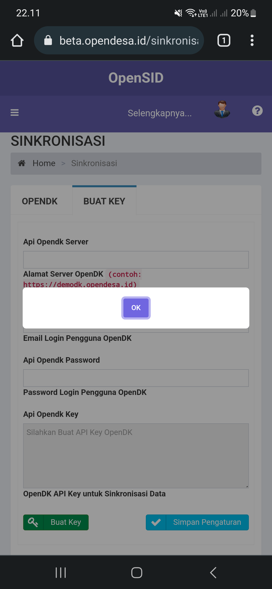 Bug Error Notifikasi Kosong Saat Buat Key · Issue 7017 · Opensid Opensid · Github