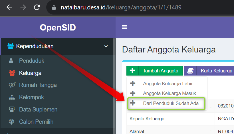 Bug/error: Belum tersedia pilihan Penduduk Sudah Ada pada Aksi Tambah di Tabel Keluarga · Issue ...