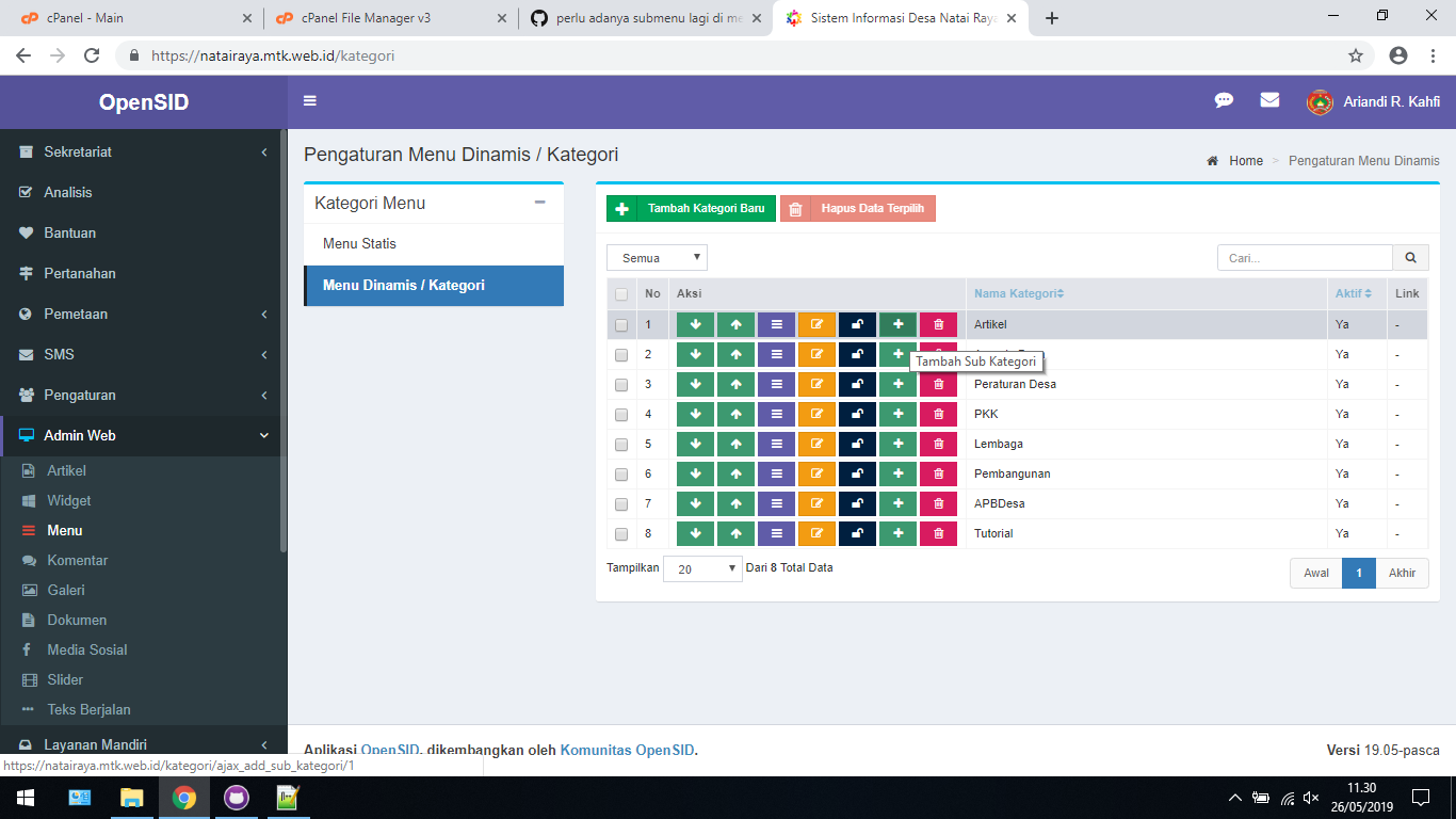Tampilannya baik Menu Statis maupun Dinamis berurutan mulai dari ...