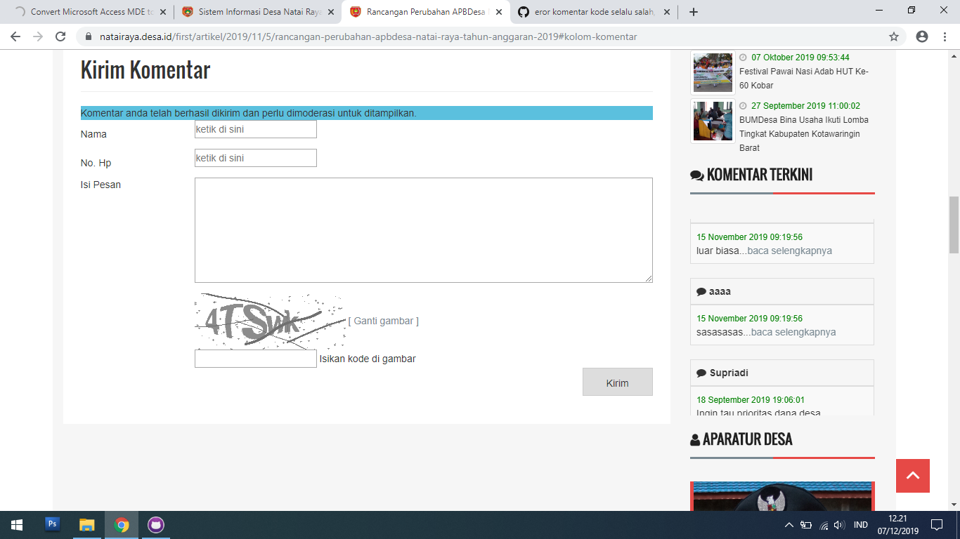eror komentar kode selalu salah, silahkan ulangi lagi · Issue #26 · OpenSID/tema-natra · GitHub