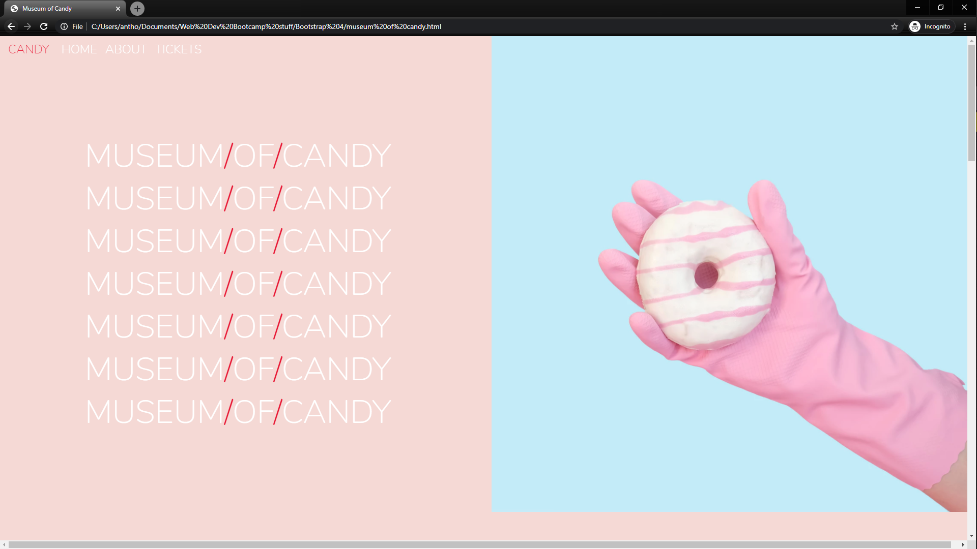 GitHub - turbo6412/Museum-of-candy: Created a basic HTML/CSS project to ...