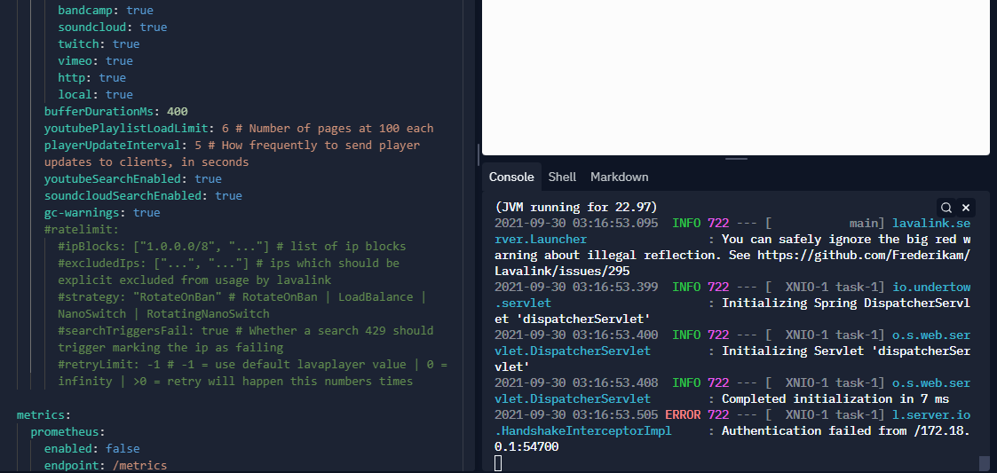 could you help me where the problem is? · Issue #3 · DarrenOfficial/lavalink-replit · GitHub