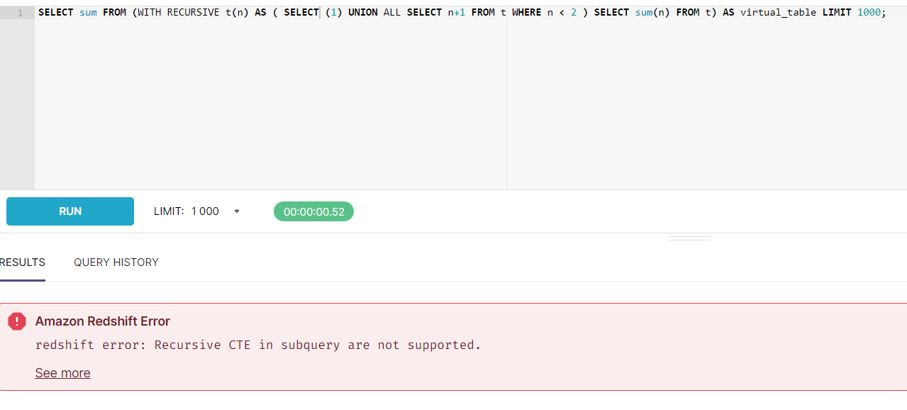 with recursive CTE works on SQL Lab, but not on making chart with it · Issue #21715 · apache ...