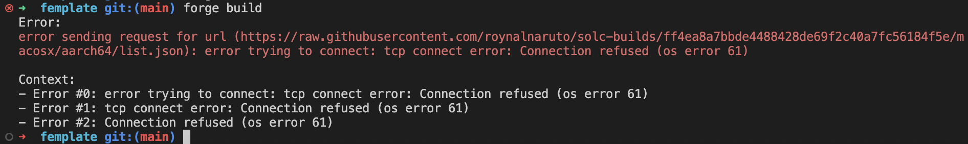 Connection refused when run `forge build` in China. · Issue #4044 · foundry-rs/foundry · GitHub