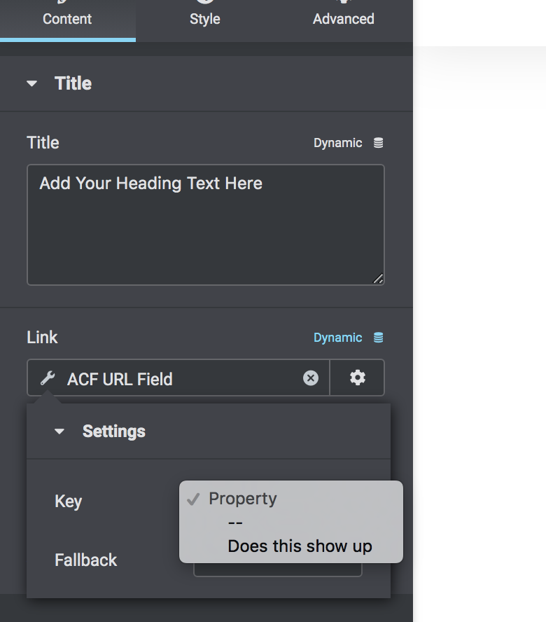 ACF group fields are not showing in the dynamic fields. · Issue #9571 · elementor/elementor · GitHub