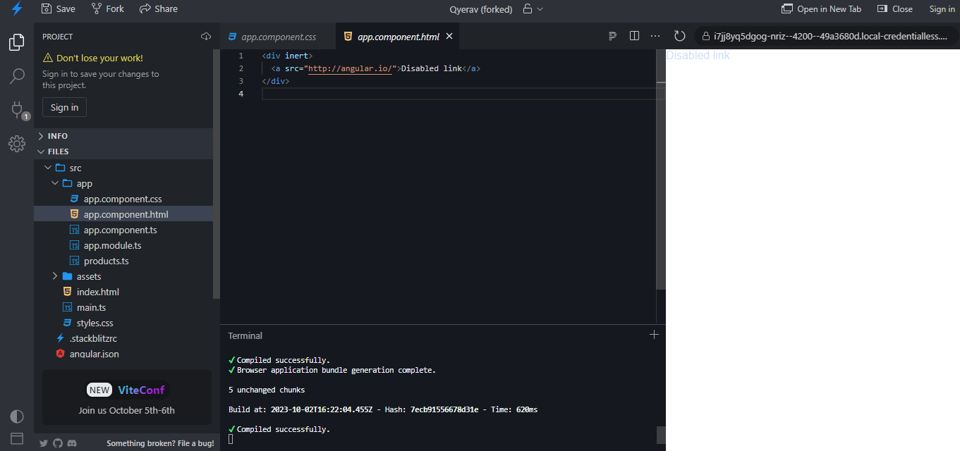 Template Binding Does Not Recognize The Inert Property · Issue 51879 · Angularangular · Github