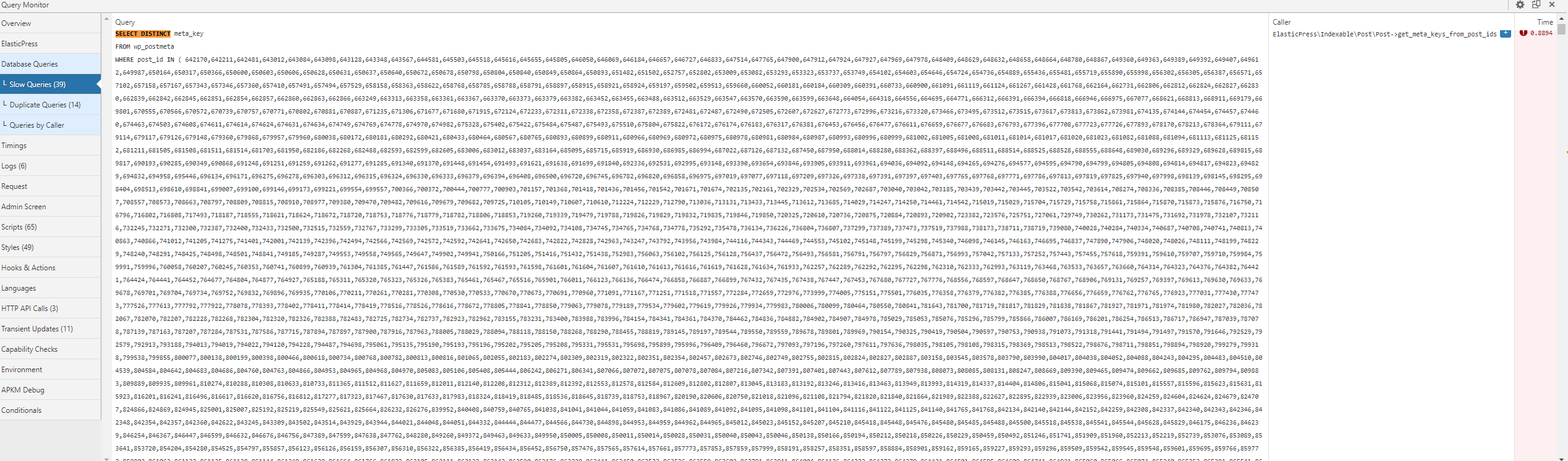 BUG: EP status page page=elasticpress-status-report is very slow (18s+) due to multiple huge ...