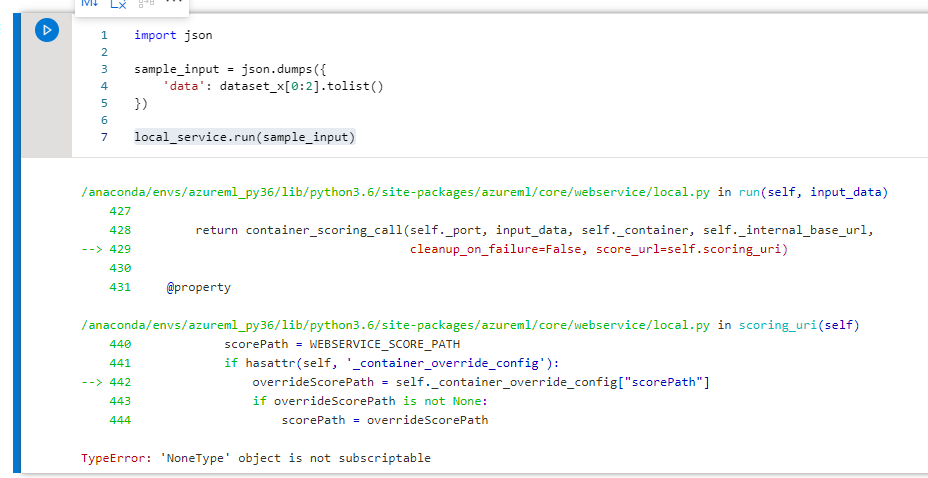 Error Typeerror Nonetype Object Is Not Subscriptable While Running Local Web Service 8891