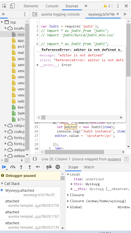 Editor Is Not Defined When Using In Aurelia Framework · Issue 273 · Xdanjodit · Github