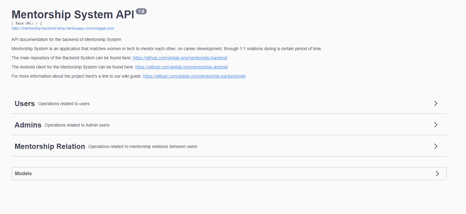 Update the description of the app on the Swagger UI docs · Issue #763 · anitab-org/mentorship ...