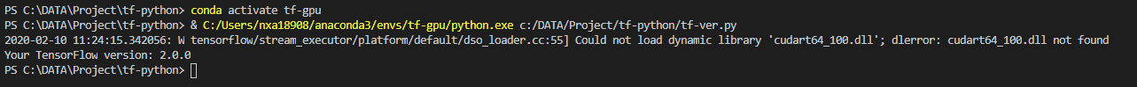 Could not load dynamic library 'cudart64_100.dll' · Issue #10013 · microsoft/vscode-python · GitHub