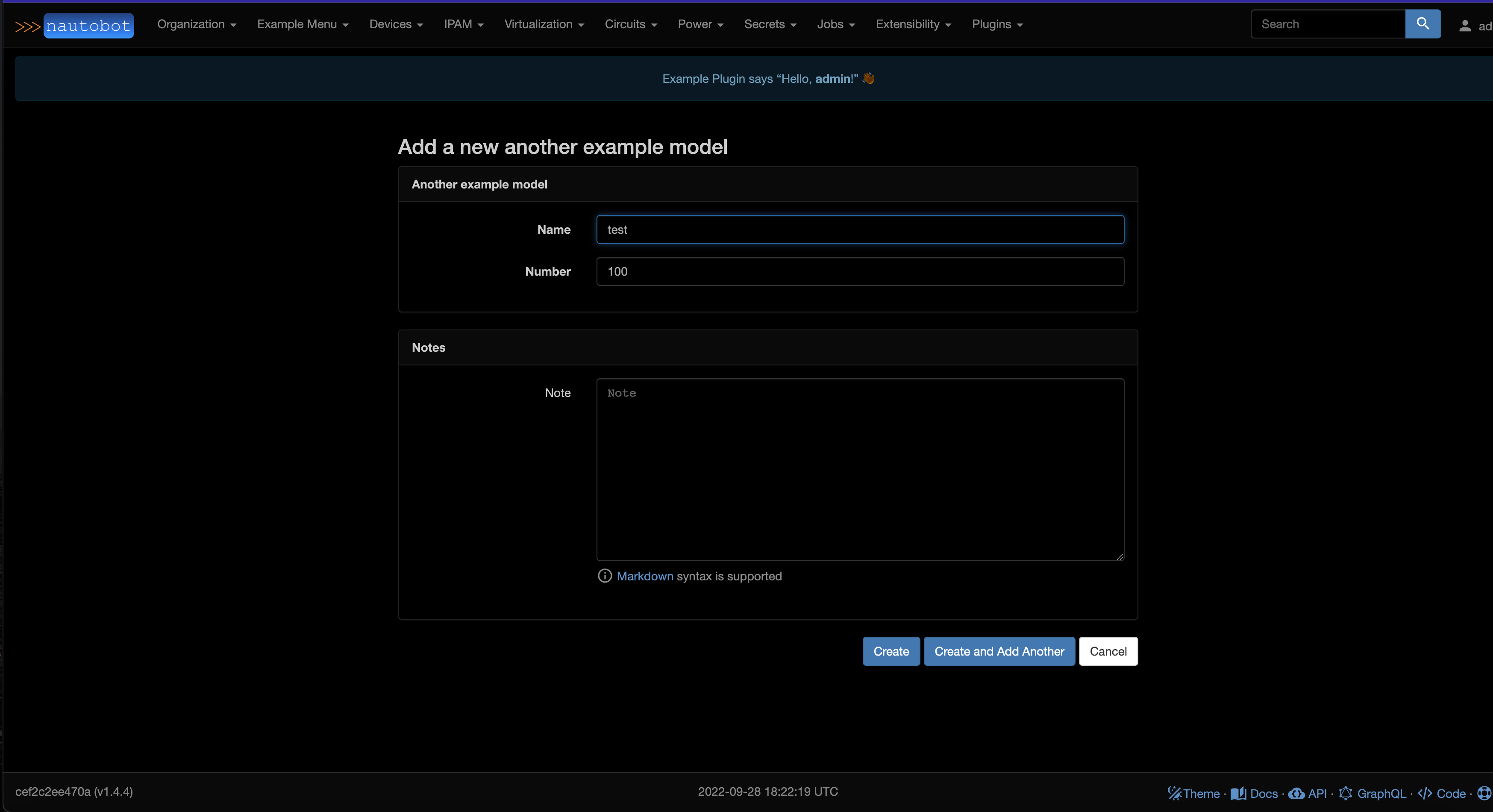 Unable to create a new instance of Other Models in Nautobot Example Plugin · Issue #2526 ...