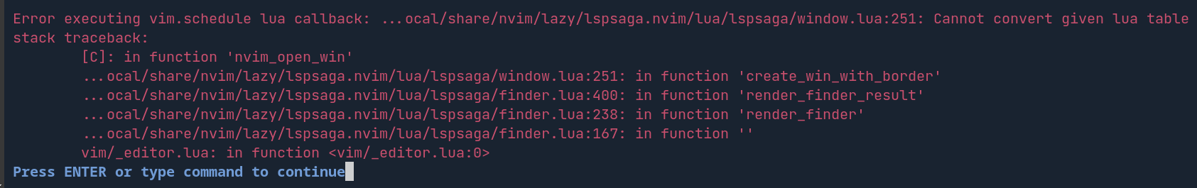 Cannot convert given lua table · Issue #926 · nvimdev/lspsaga.nvim · GitHub