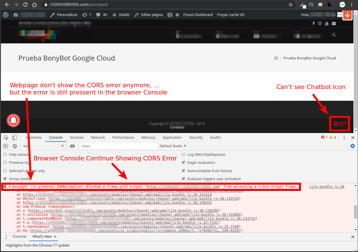 CORS Error embebbing the bot in the website - Channel Web · Issue #826 · botpress/v12 · GitHub