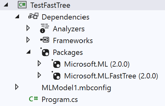 Data classification: "Microsoft.ML.FastTree" package cannot be installed automatically after the ...