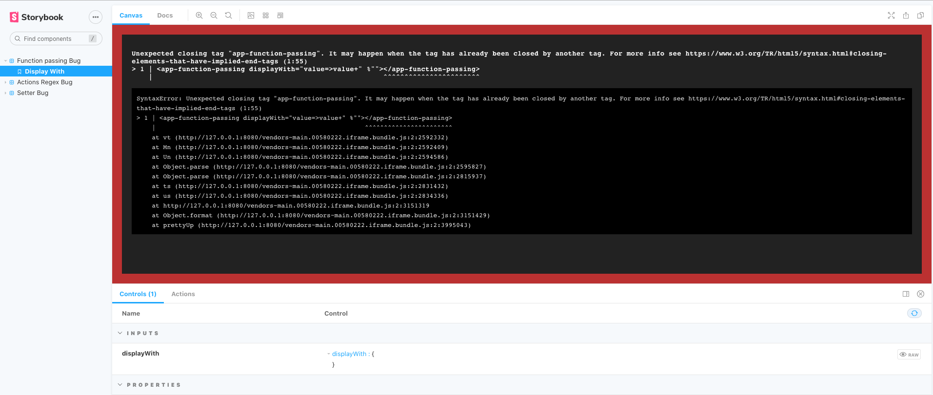 Build-storybook breaking html when passing function with quotes · Issue ...
