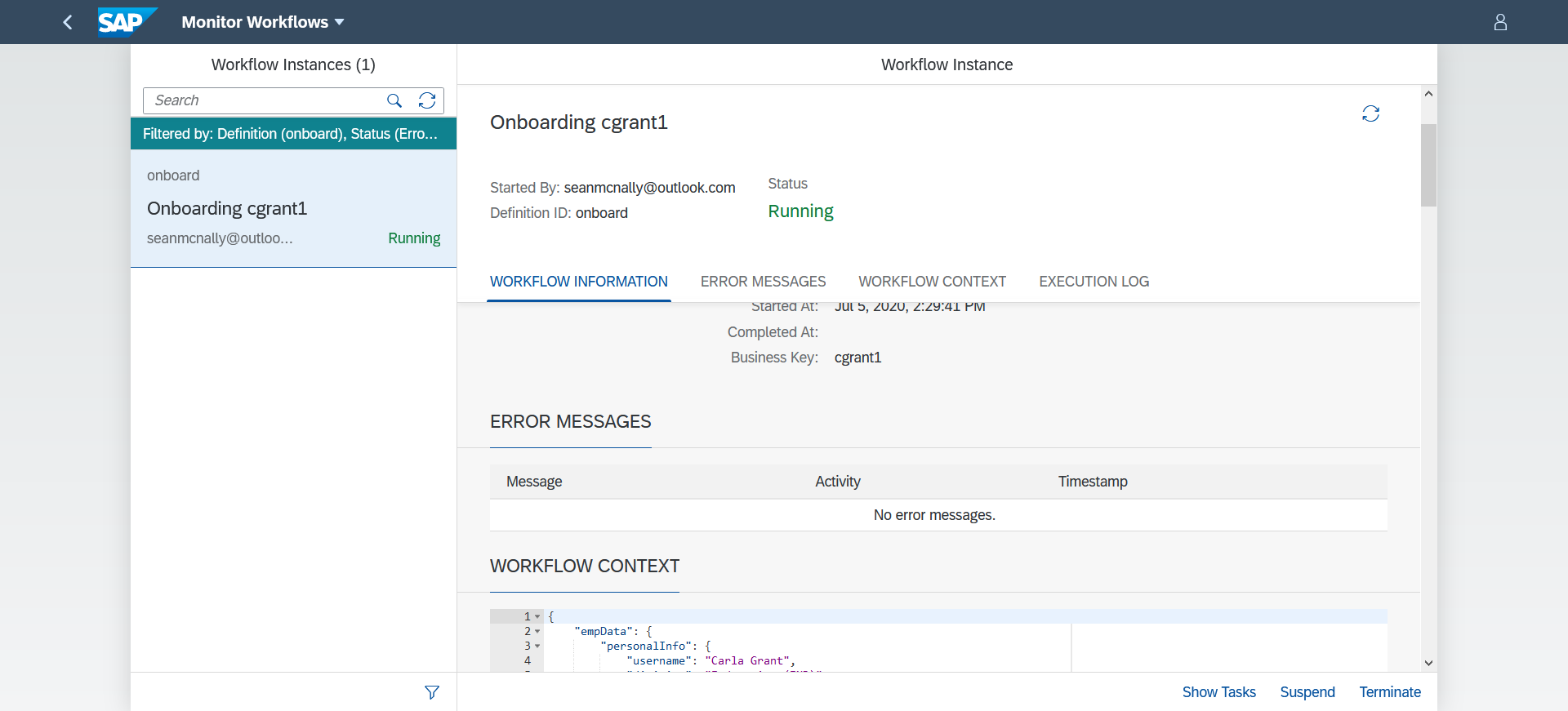 Run the Employee Onboarding Sample Scenario · Issue #5375 · sap-tutorials/Tutorials · GitHub