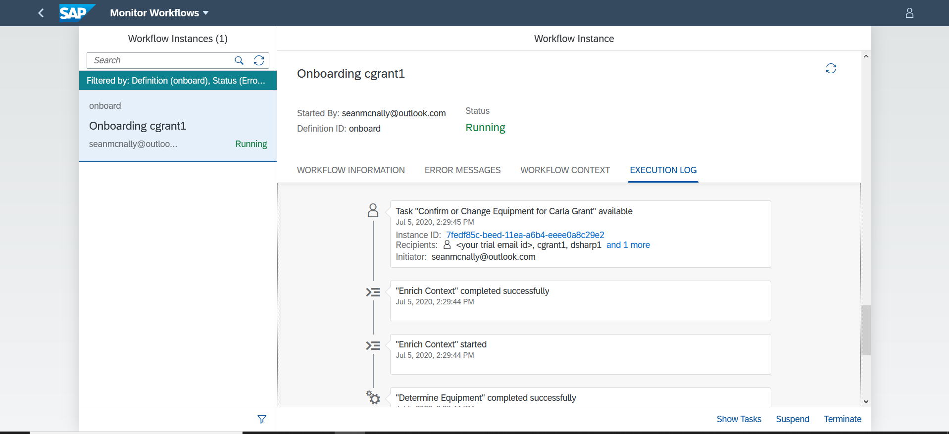 Run the Employee Onboarding Sample Scenario · Issue #5375 · sap-tutorials/Tutorials · GitHub