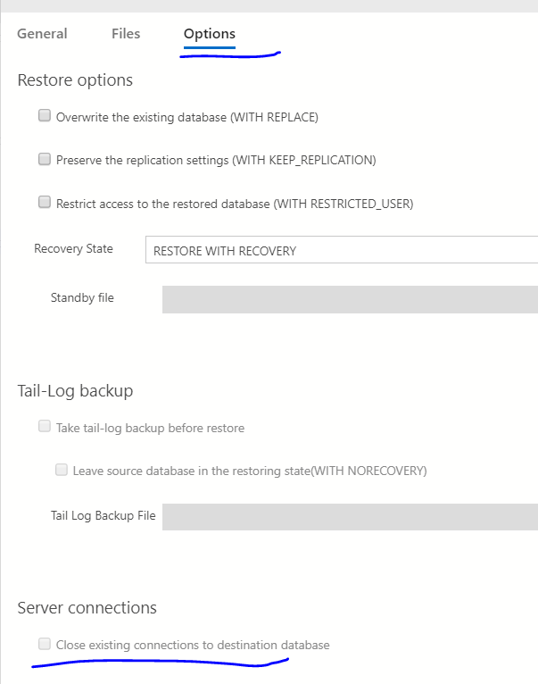 Restore database from BAK failing when launch from Dashboard · Issue ...