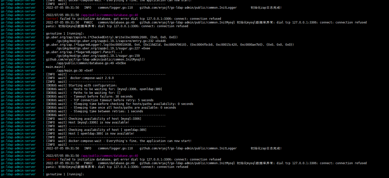 Docker Compose部署,go Ldap Admin Server一直提示正在restarting · Issue 55 · Opsre Go Ldap Admin · Github