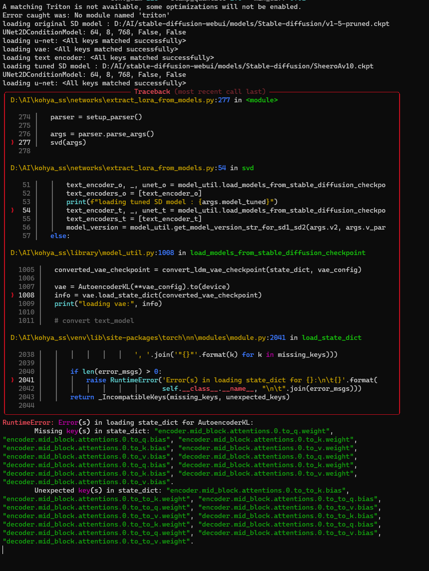 Issue with extracting lora · Issue #1450 · bmaltais/kohya_ss · GitHub