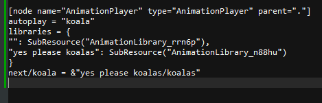 AnimationPlayer transitions transitioning from an AnimationLibrary ...