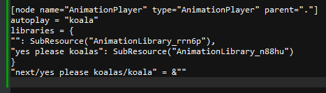 AnimationPlayer transitions transitioning from an AnimationLibrary ...