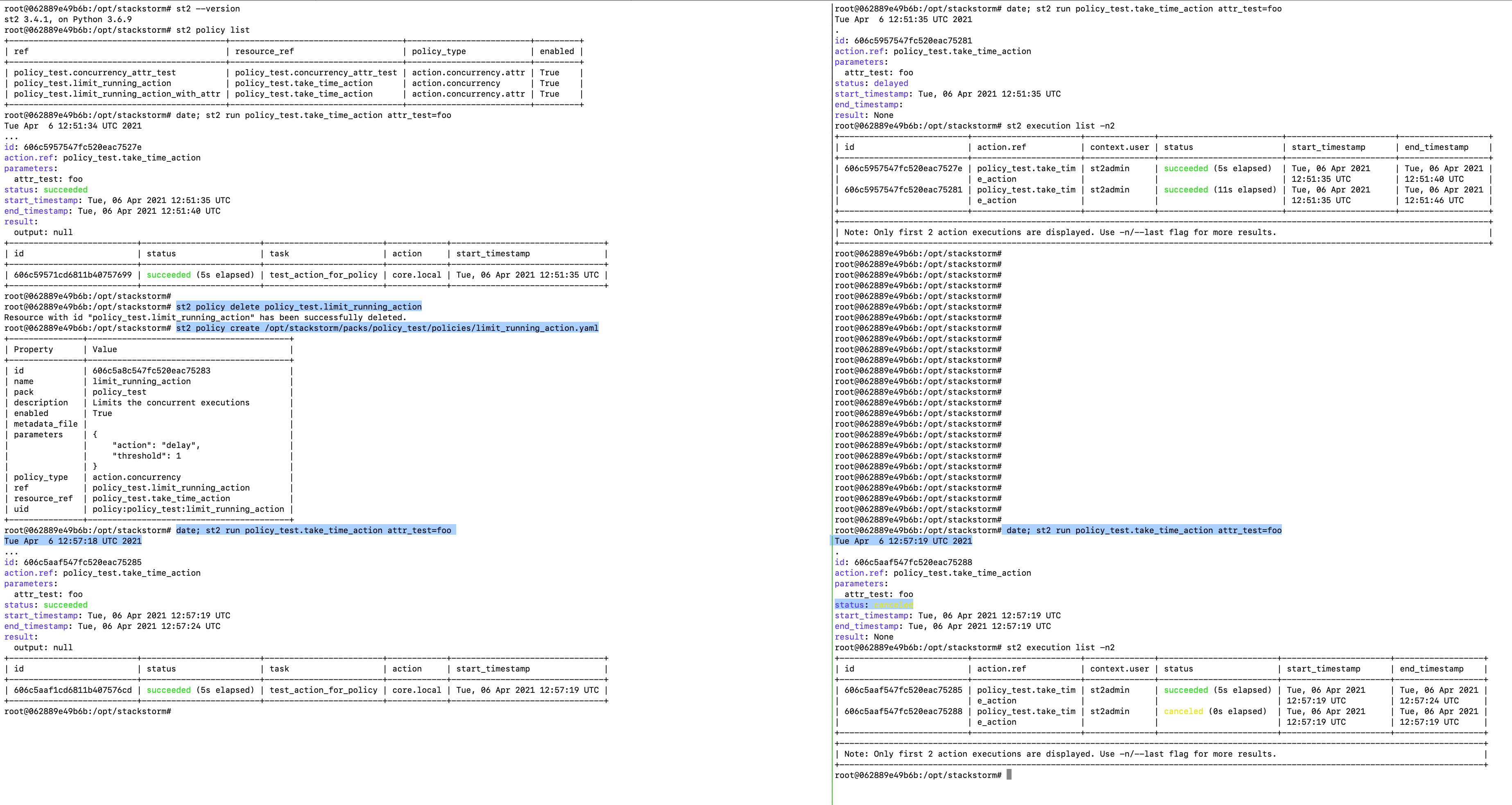 The "action.concurrency.attr" typed policy won't be applied when another "action.concurrency ...