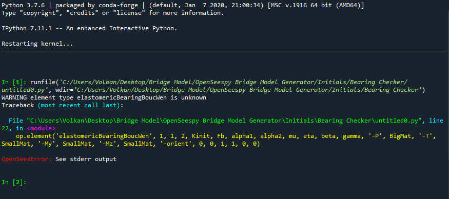 WARNING element type elastomericBearingBoucWen is unknown · Issue #131 · zhuminjie/OpenSeesPyDoc ...