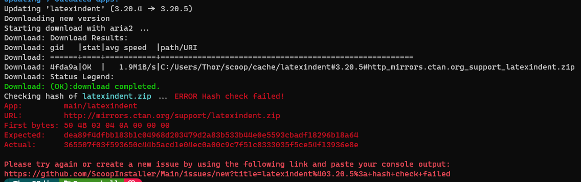 latexindent@3.20.5: hash check failed · Issue #4645 · ScoopInstaller/Main · GitHub