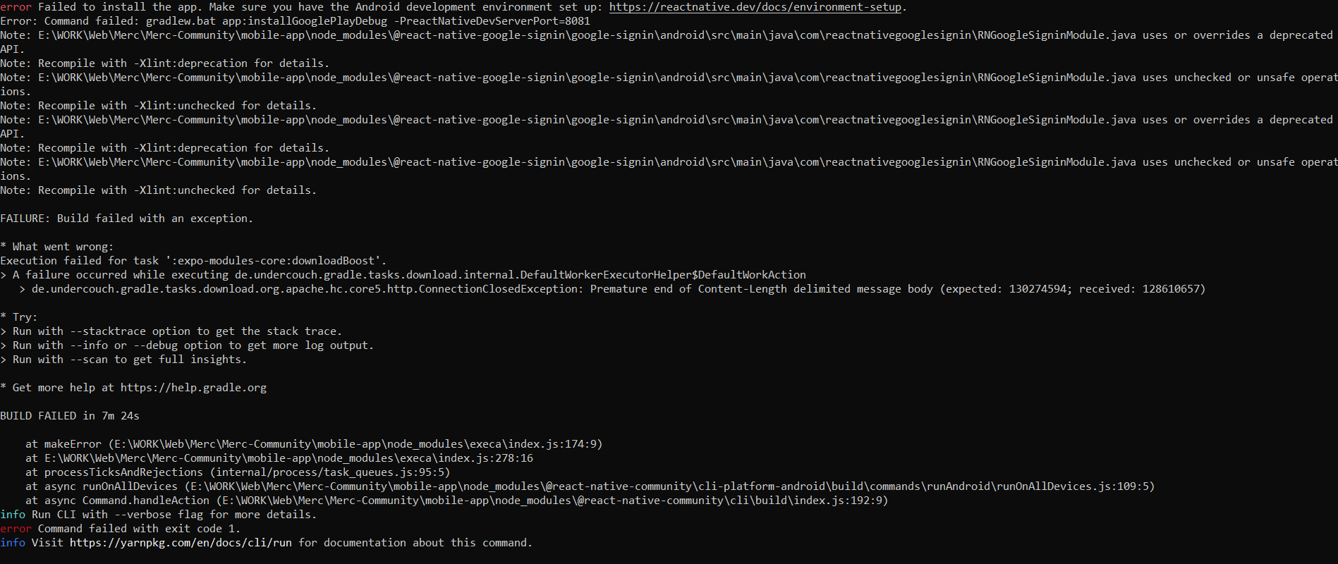 Execution Failed For Task Expo Modules Coredownloadboost · Issue 19596 · Expoexpo · Github