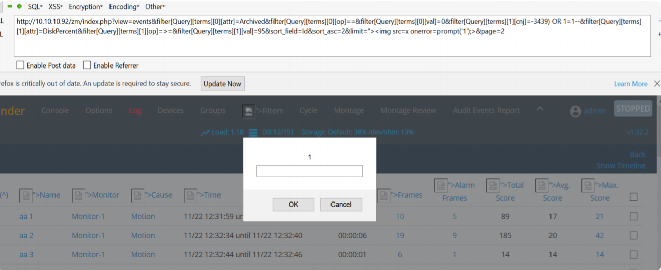 Reflected Cross Site Scripting(XSS) - events.php · Issue #2456 · ZoneMinder/zoneminder · GitHub