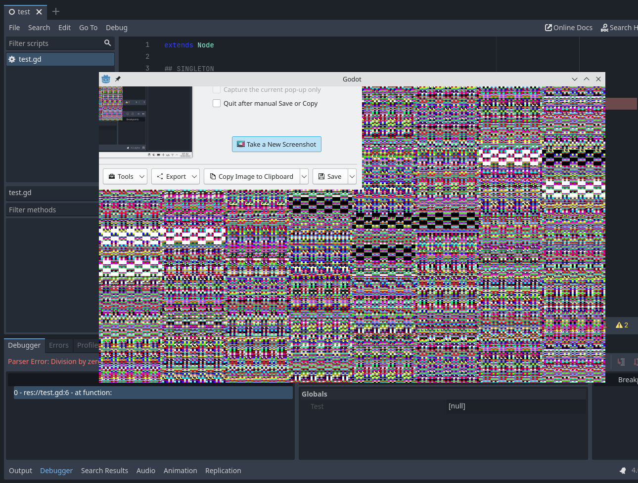 Vulkan: Visual artifacts/glitching on splash screen if a singleton has a parser error [AMD on ...