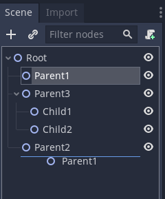 Scene tree dock: Can't drag node to last position if last item is a ...