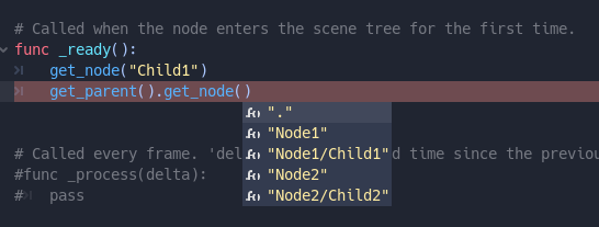 Code completion in get_node or $ doesn't work for sibling or higher nodes · Issue #24396 ...