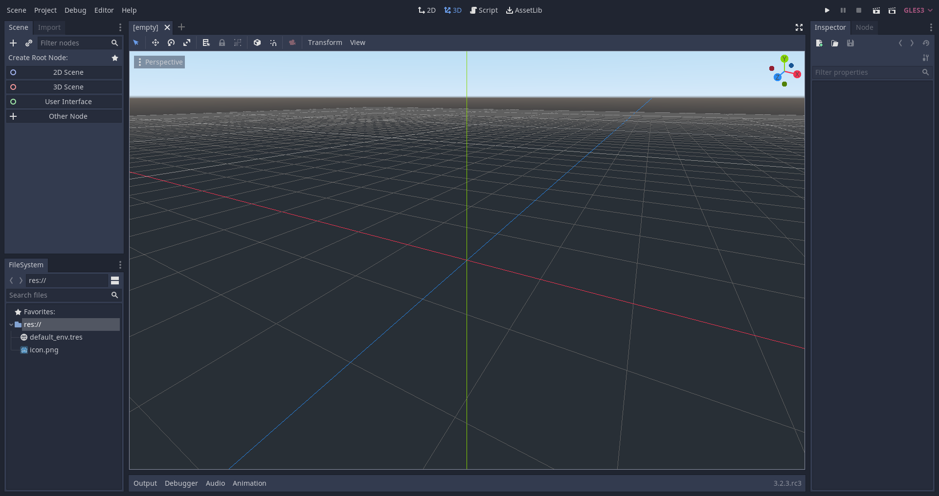 Use the 2D main screen plugin as default instead of 3D (affects empty scenes without root node ...