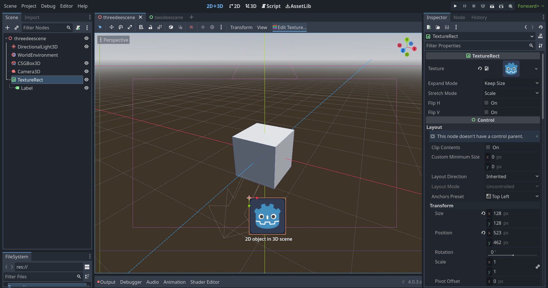 Add a combined 2D/3D viewport tab next to (2D 3D Script AssetLib) to ...