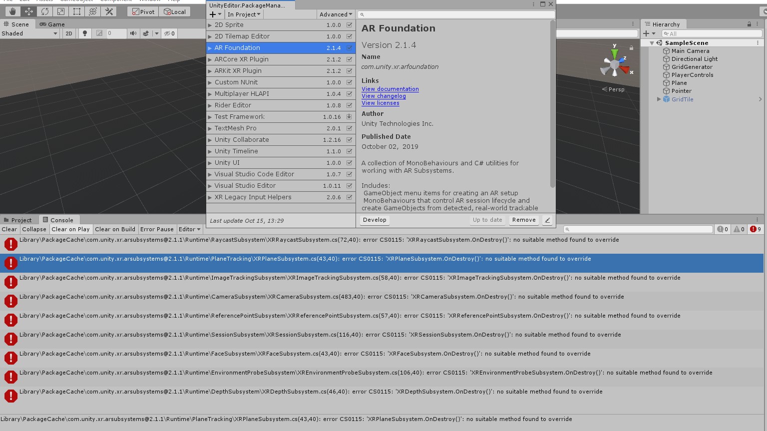 Methods missing from ARSubSystems on install · Issue #329 · Unity-Technologies/arfoundation ...
