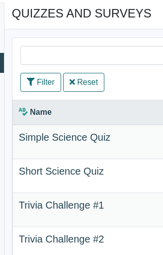 Filter in Quizzes and Surveys not working properly · Issue #2158 · NationalSecurityAgency/skills ...