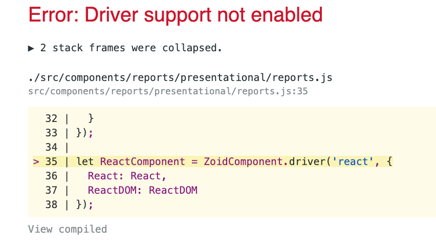 Zoid Usage in React: Error: Driver support not enabled · Issue #234 · krakenjs/zoid · GitHub