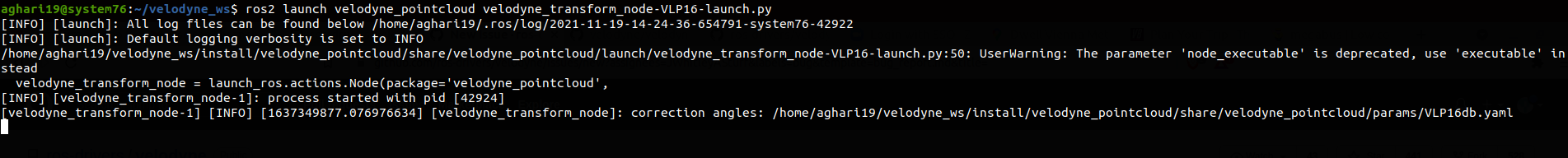 ROS2 Foxy communicating with Velodyne VLP16 · Issue #431 · ros-drivers/velodyne · GitHub