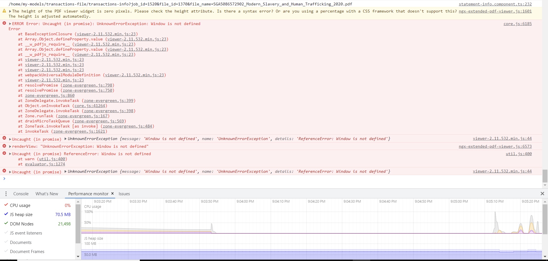ERROR Error: Uncaught (in promise): UnknownErrorException: Window is not defined while ...