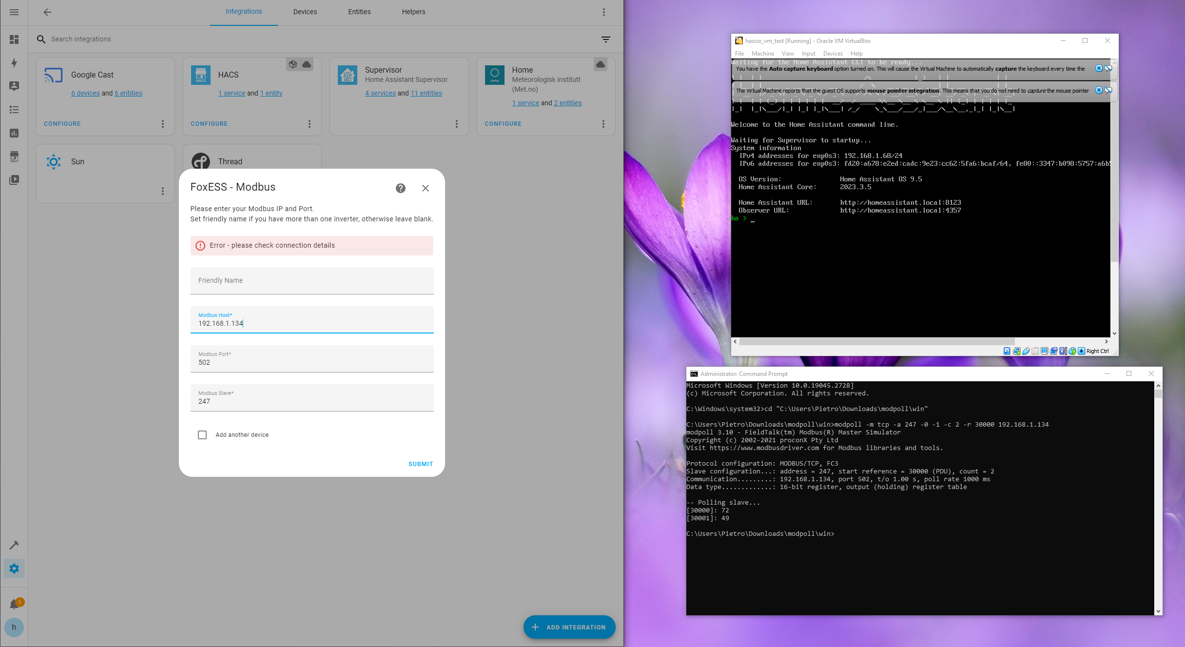 Error Connecting Integration · Issue 11 · Nathanmarlor Foxess Modbus · Github