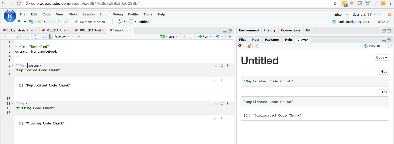 Notebook preview: Duplicated chunk when using a comma in the setup chunk · Issue #1540 · rstudio ...