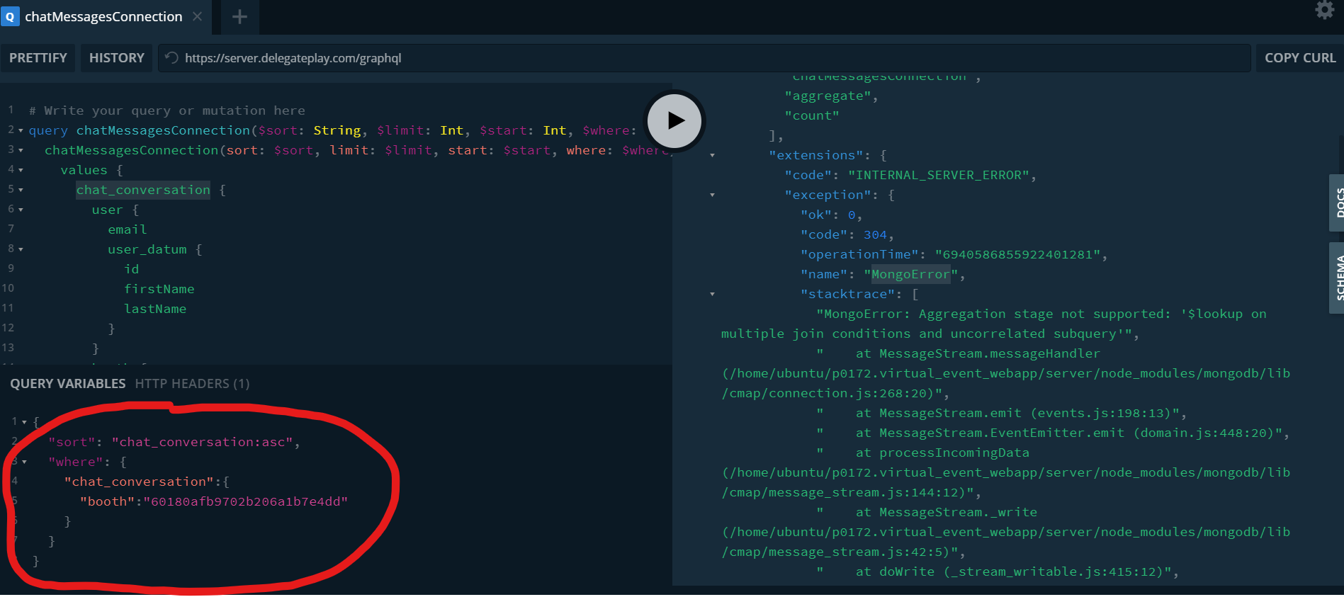 Deep query is not supported for AWS DocumentDB. "MongoError: Aggregation stage not supported ...