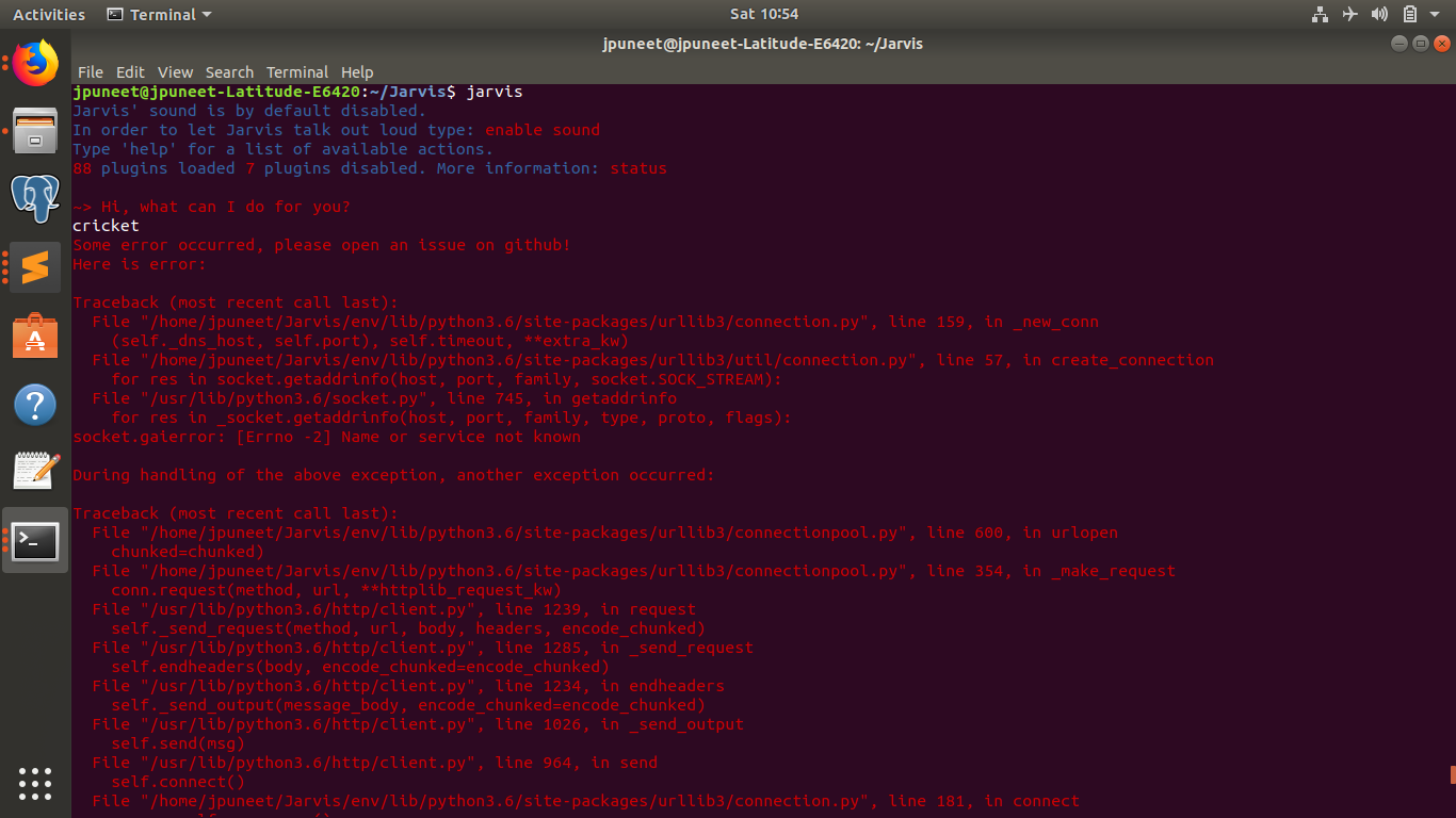 Connection Error · Issue #479 · sukeesh/Jarvis · GitHub