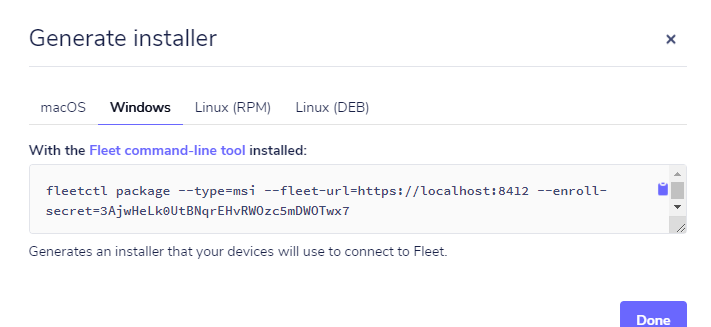 Insert the correct URL given on the "Generate Installer" command. · Issue #2635 · fleetdm/fleet ...