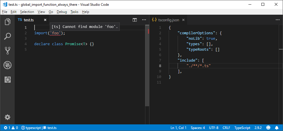 Import Is Typed And Triggers An Error Even With All Typings Disabled · Issue 25986 · Microsoft